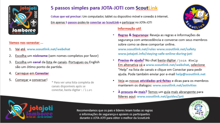 5 Steps to JOTA-JOTI 2020 – Portuguese – ScoutLink